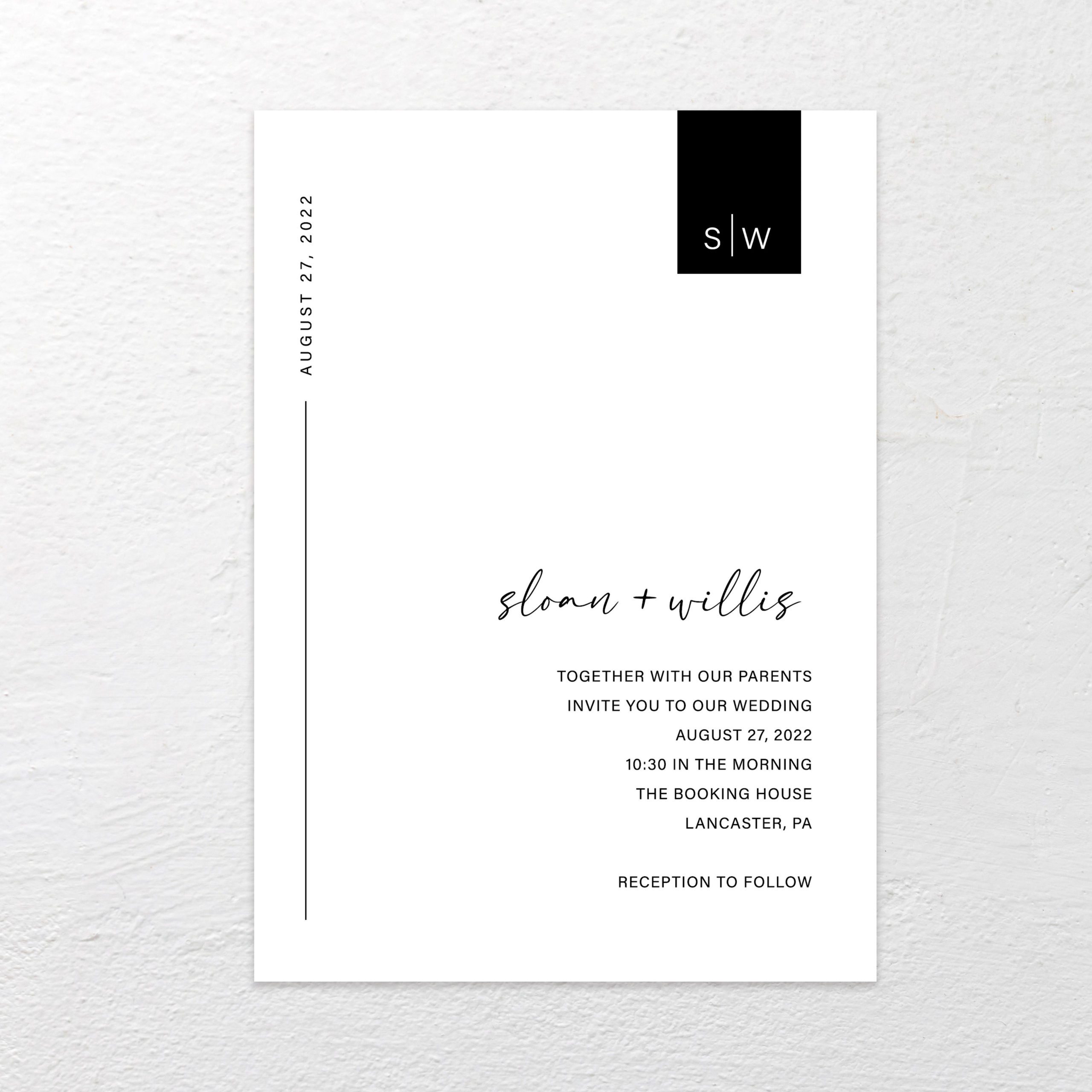 Minimal Line Wedding Invitation | Springhouse Creative