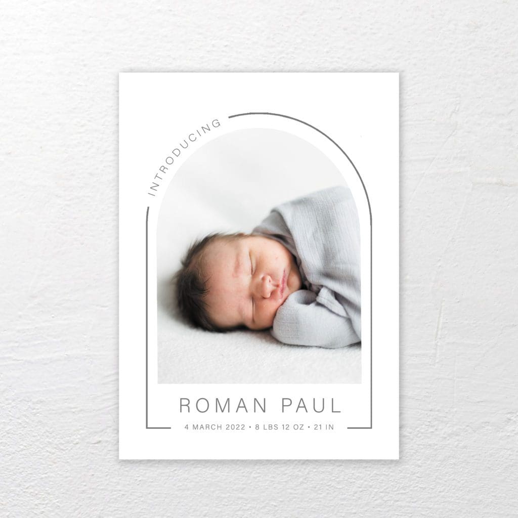 Roman Arch Birth Announcement Card | Springhouse Creative