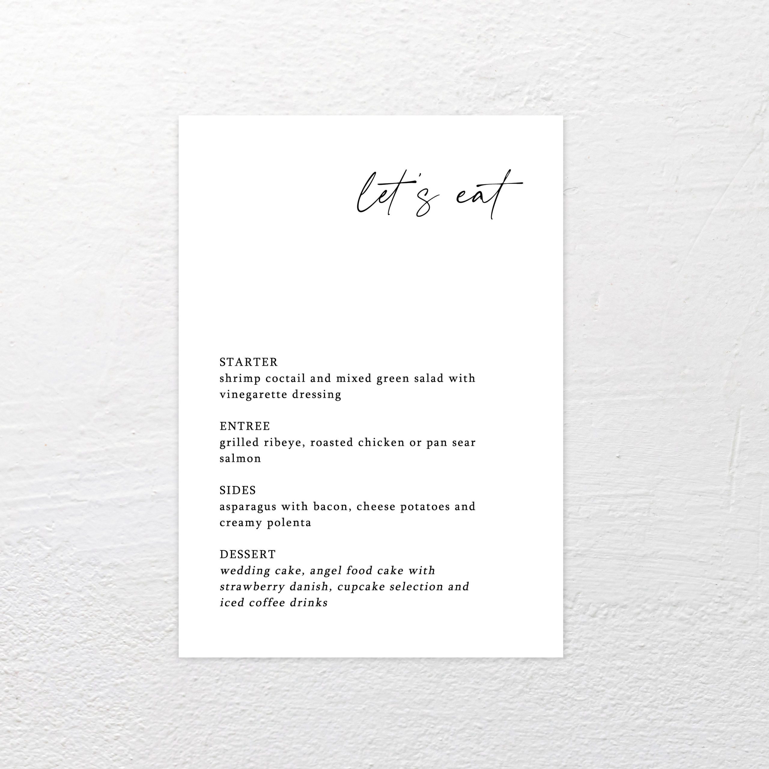 Let's Eat Menu Cards | Springhouse Creative