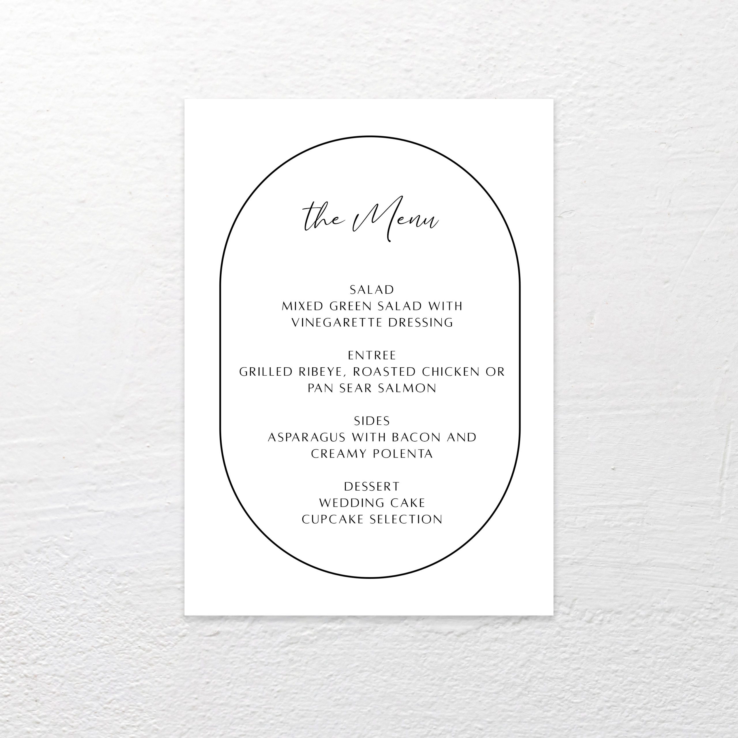 Oval Line Menu Cards | Springhouse Creative