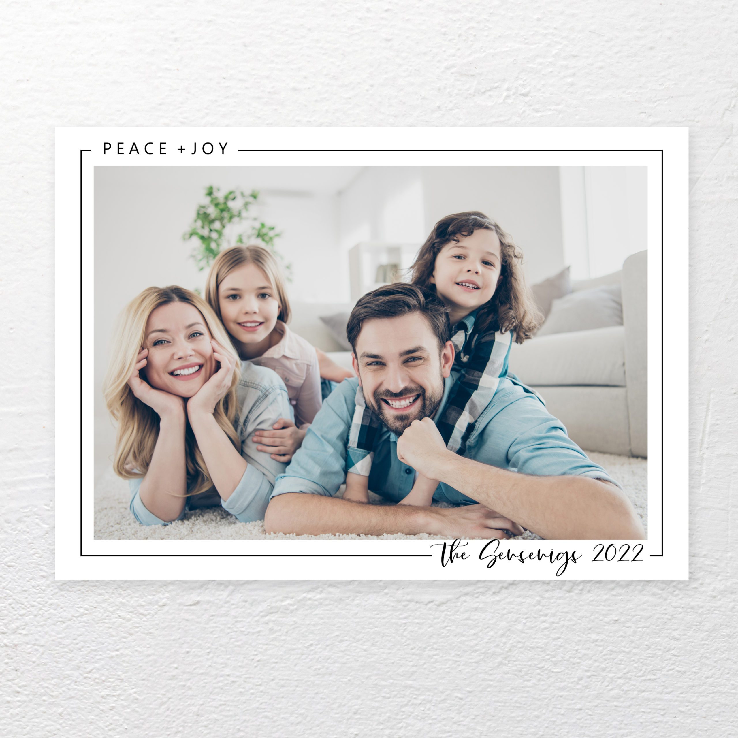 Peace & Joy Border Christmas Seasonal Photo Card | Springhouse Creative