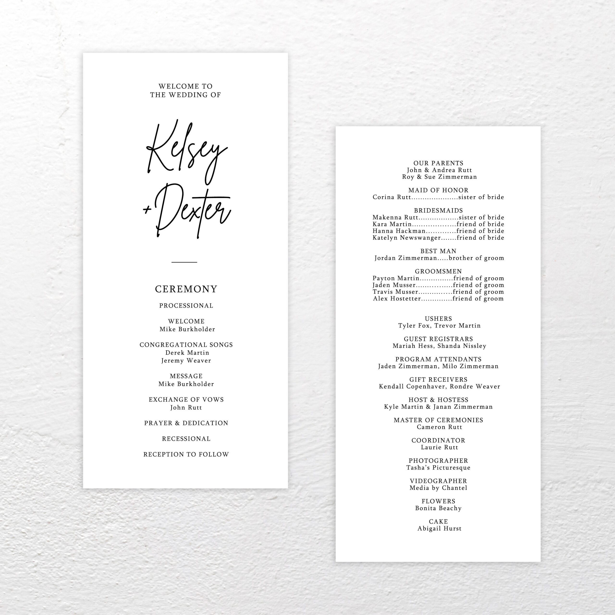Dexter Wedding Programs | Springhouse Creative