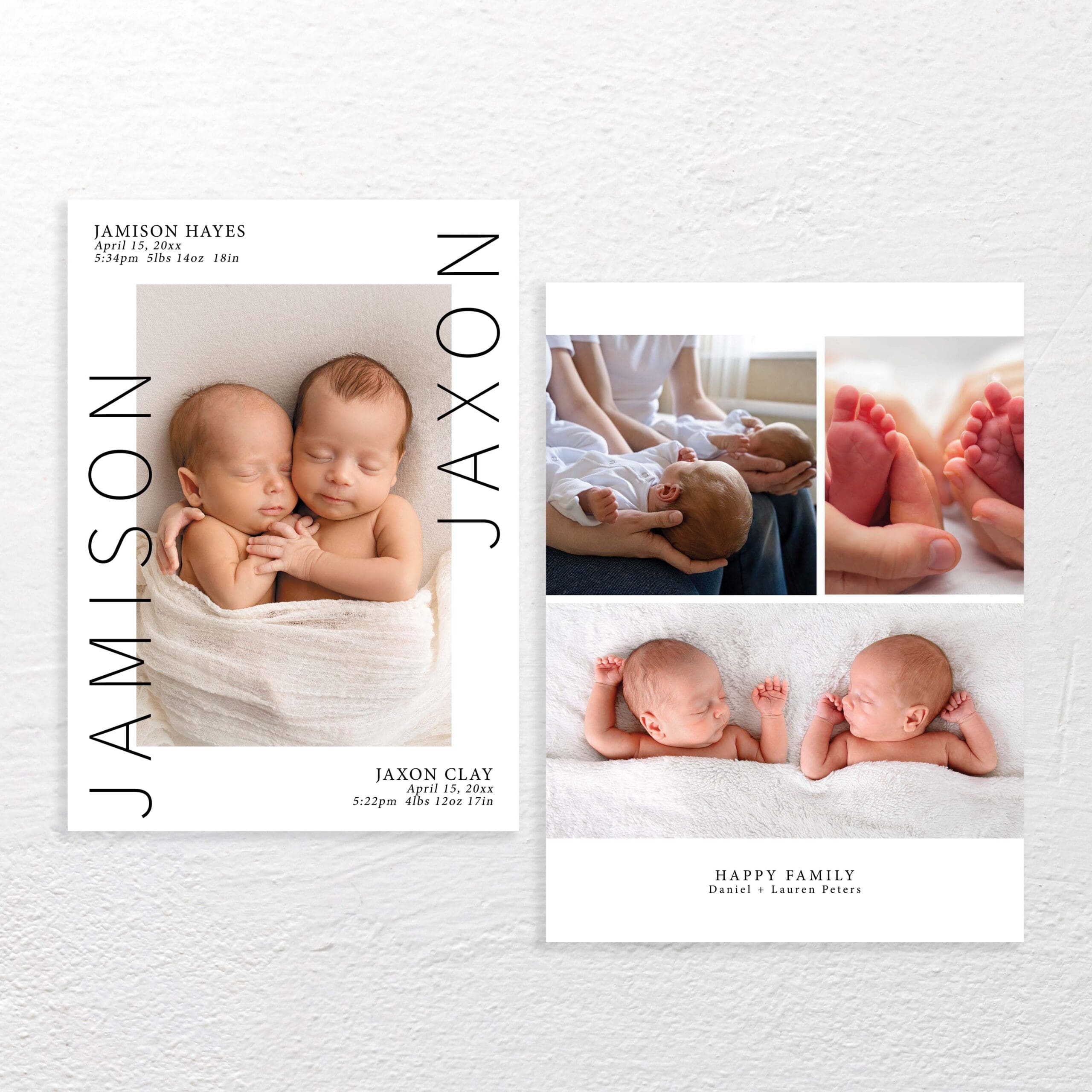Jamison Twins Birth Announcement Card | Springhouse Creative