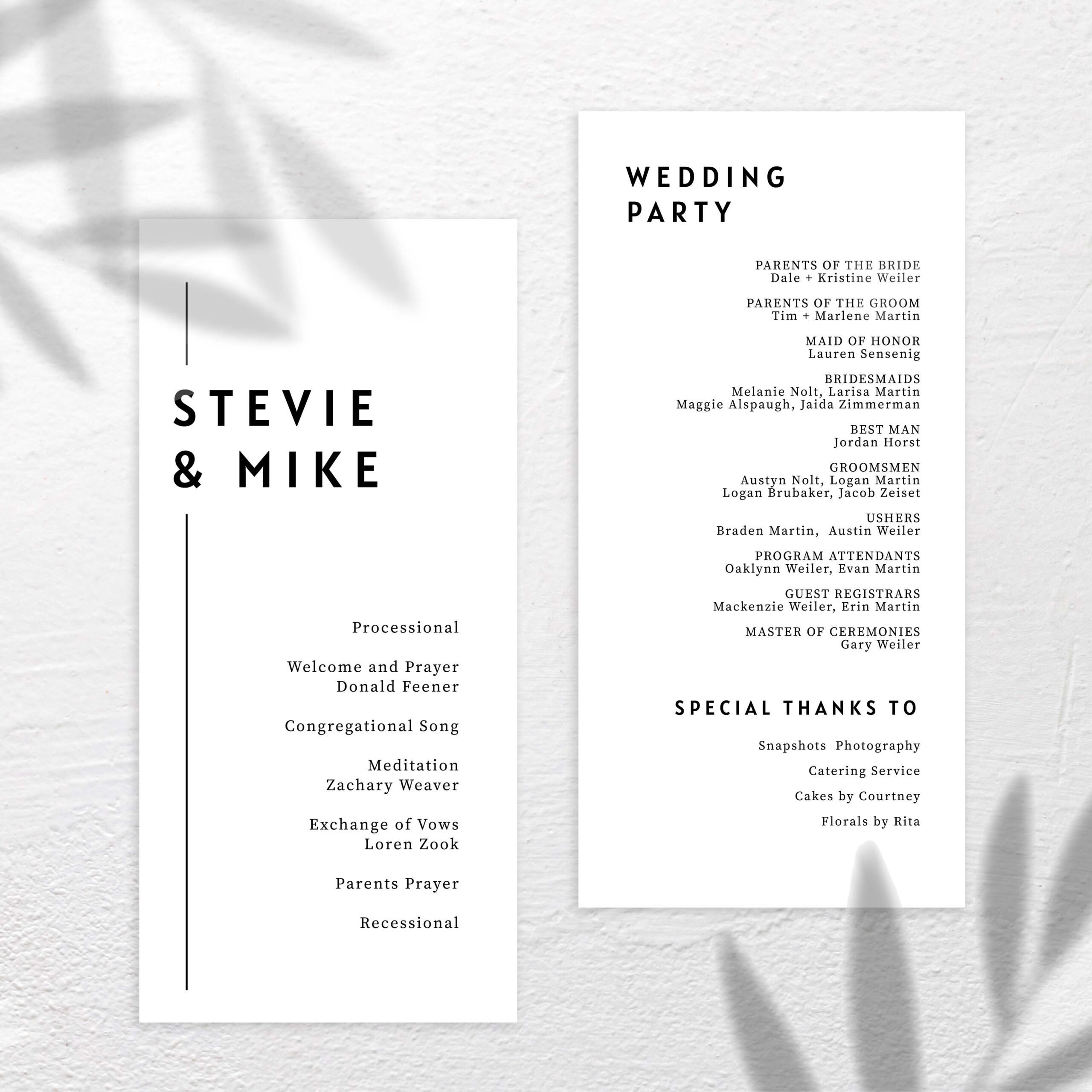 Stevie Wedding Programs | Springhouse Creative
